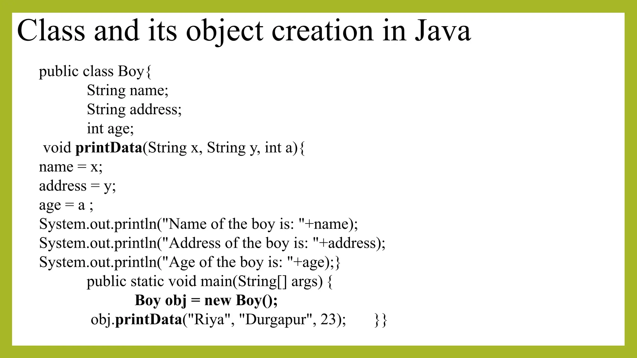 Contains concept of Java class and objects | PPTX