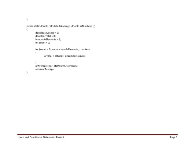Java Code for Sample Projects Loops | DOCX