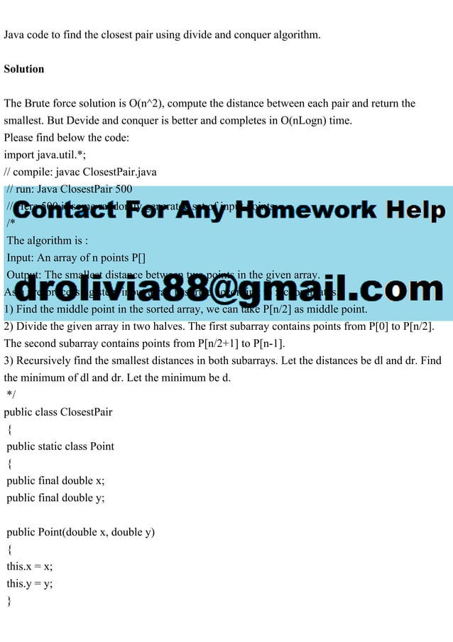 Java code to find the closest pair using divide and conquer algorith.pdf