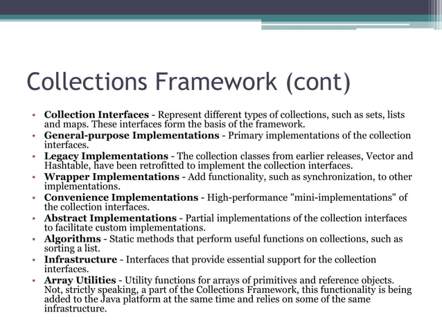 Java collections | PPTX | Programming Languages | Computing