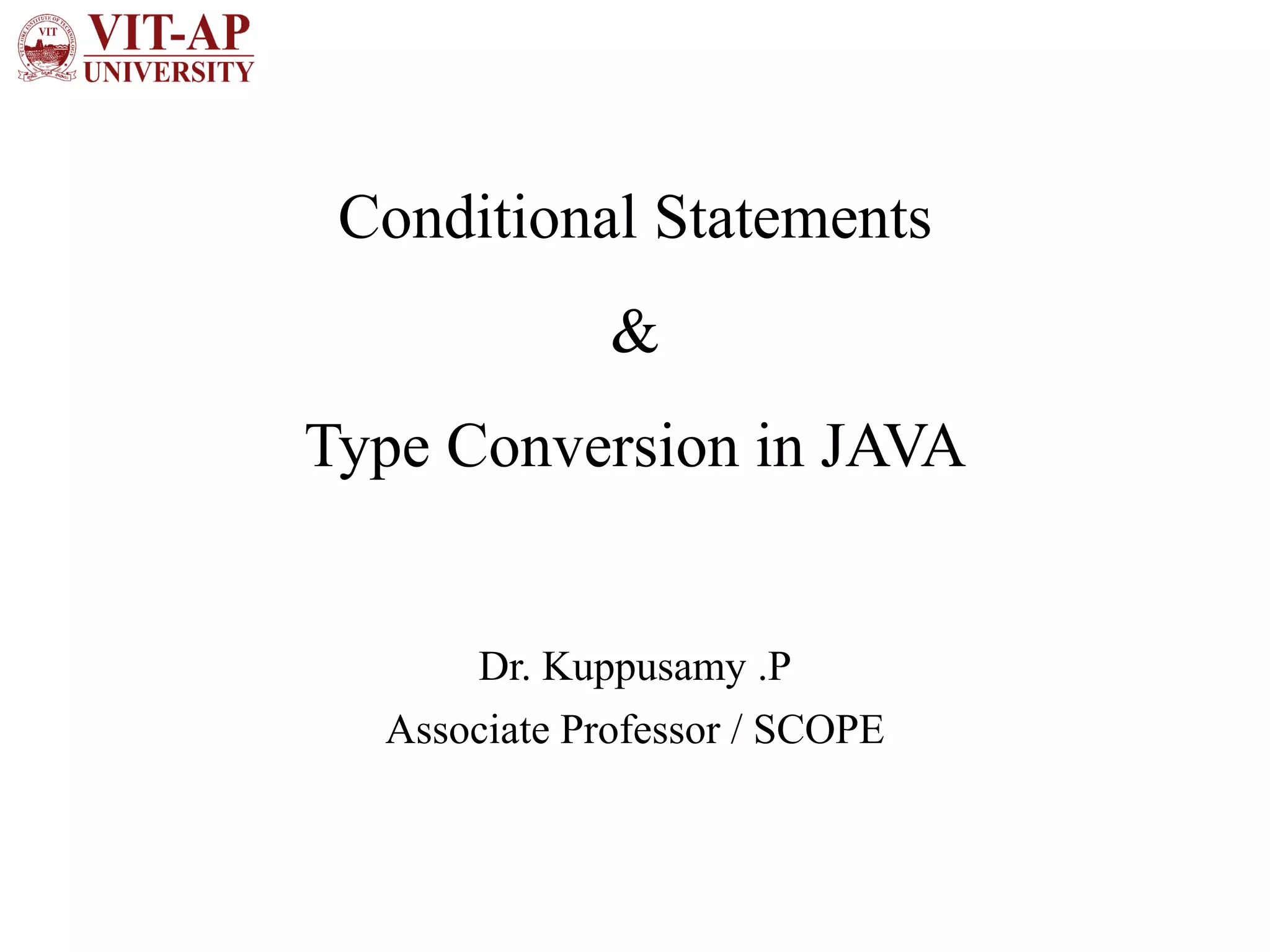 Java Conditional Statements Ppt
