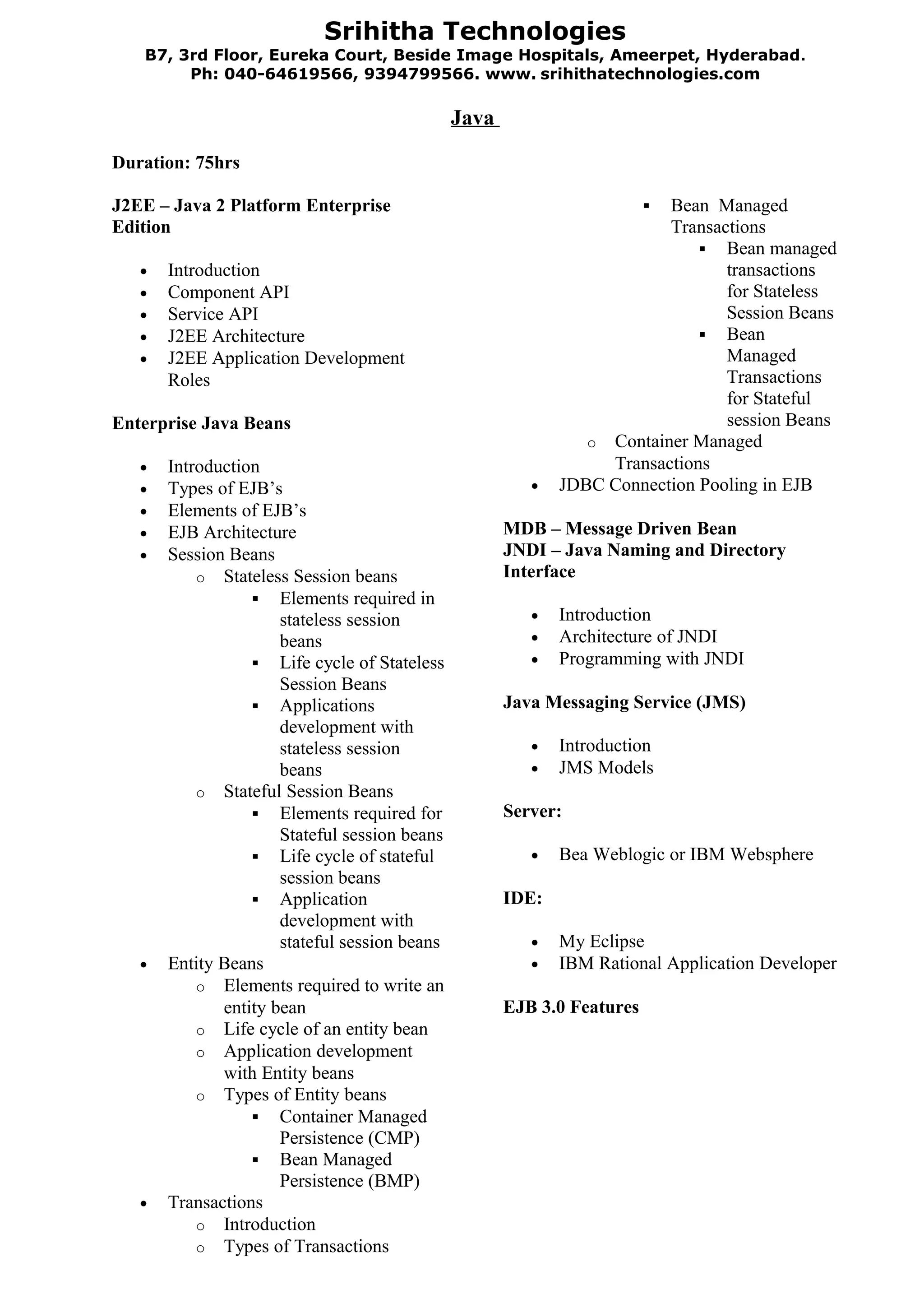 Java Classroom Training | PDF