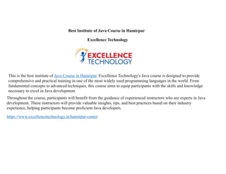 Java Course training in Hamirpur Himachal Pradesh | PPT