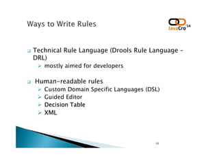 JavaCro'14 - Drools Decision tables – form of human-readable rules ...