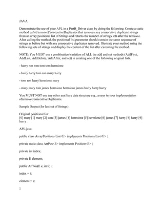 JAVA Demonstrate the use of your APL in a PartB_Driver class by doing.docx