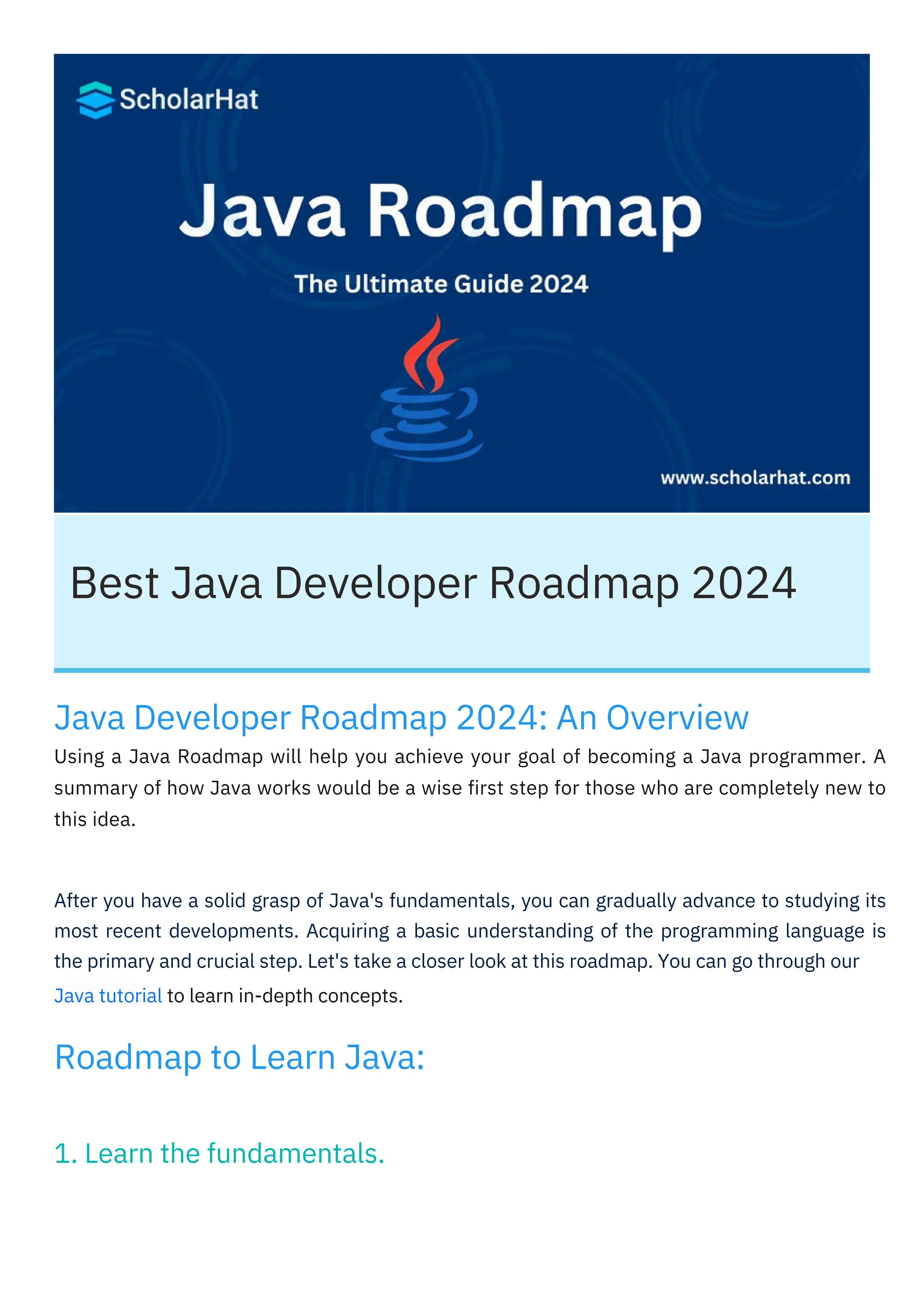 Java Developer Roadmap PDF By ScholarHat | PDF