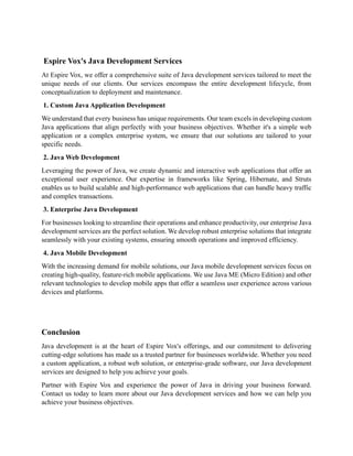 JAVA DEVELOPMENT SERVICES AT ESPIRE VOX. | PDF