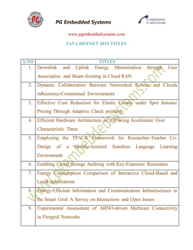 Ieee Java dotnet 2015 titles | DOCX | Cloud Computing | Internet