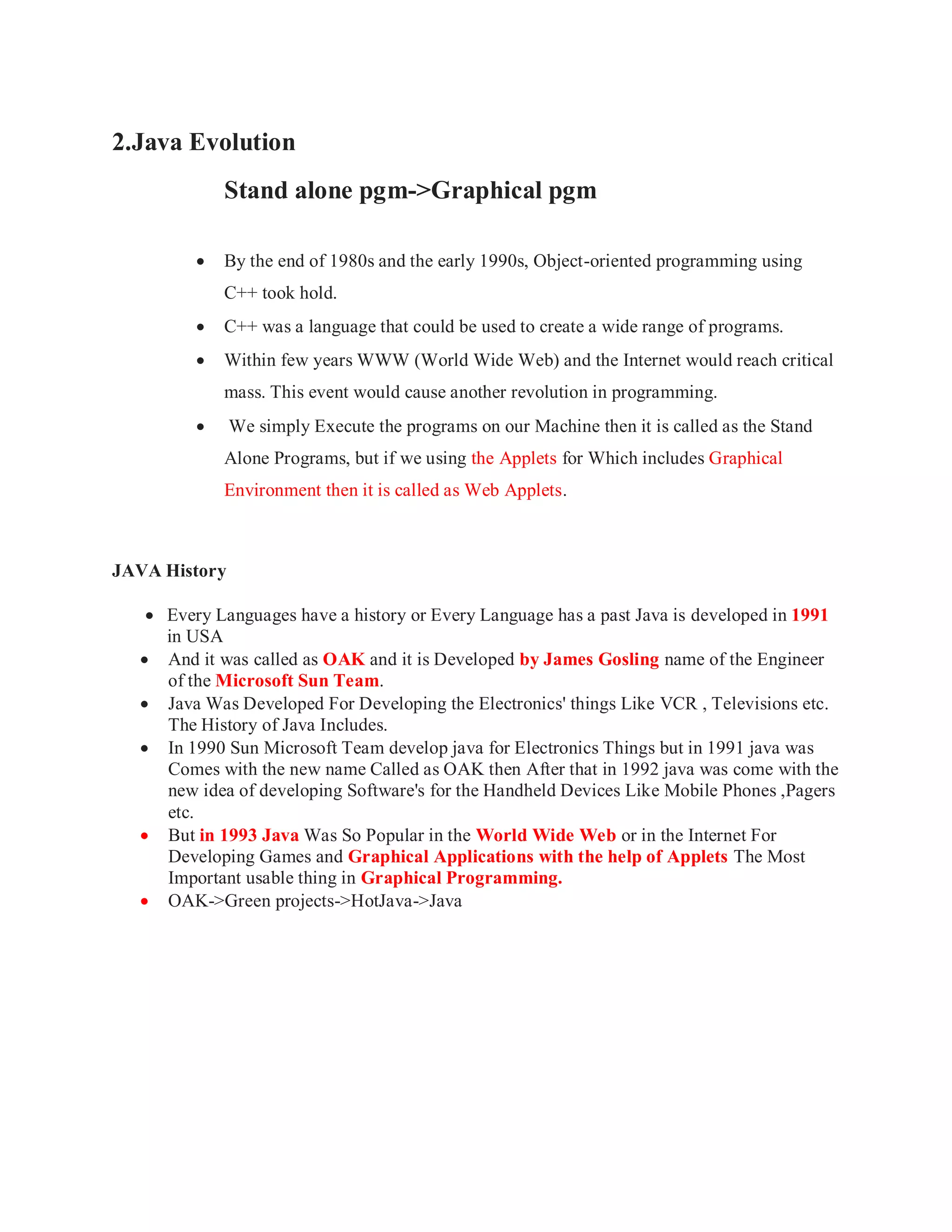 Java Evolution-2.pdf | Programming Languages | Computing