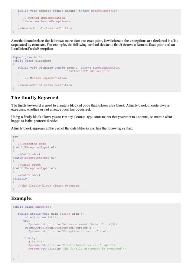 Java exceptions | PDF