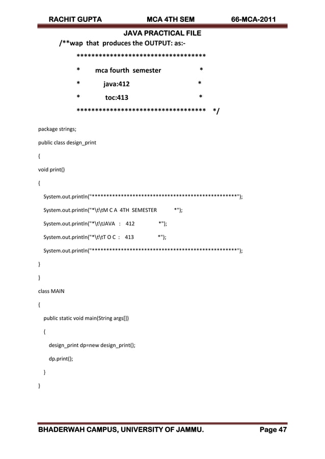 Java PRACTICAL file | DOCX | Programming Languages | Computing