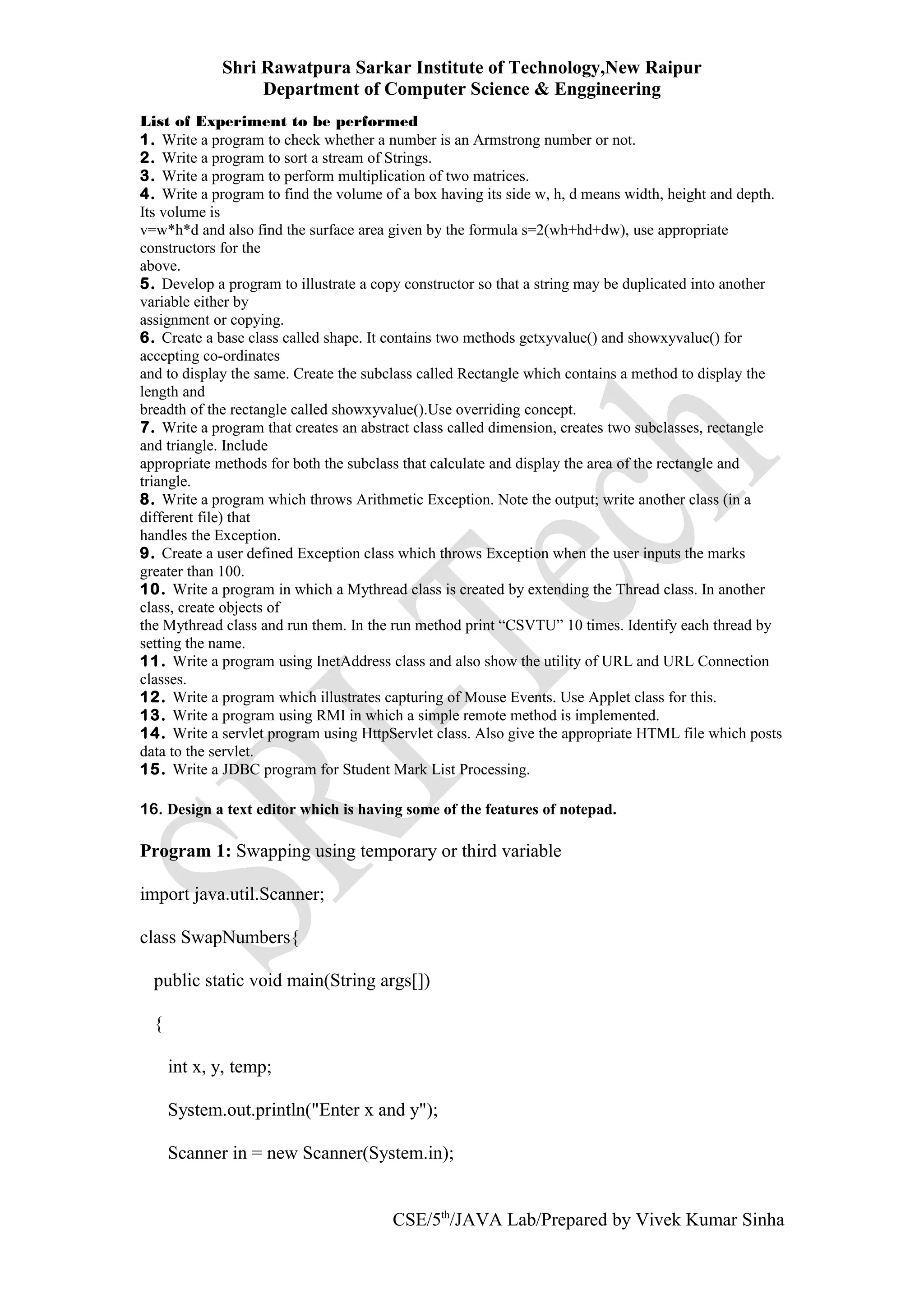 Java final lab | DOC | Programming Languages | Computing