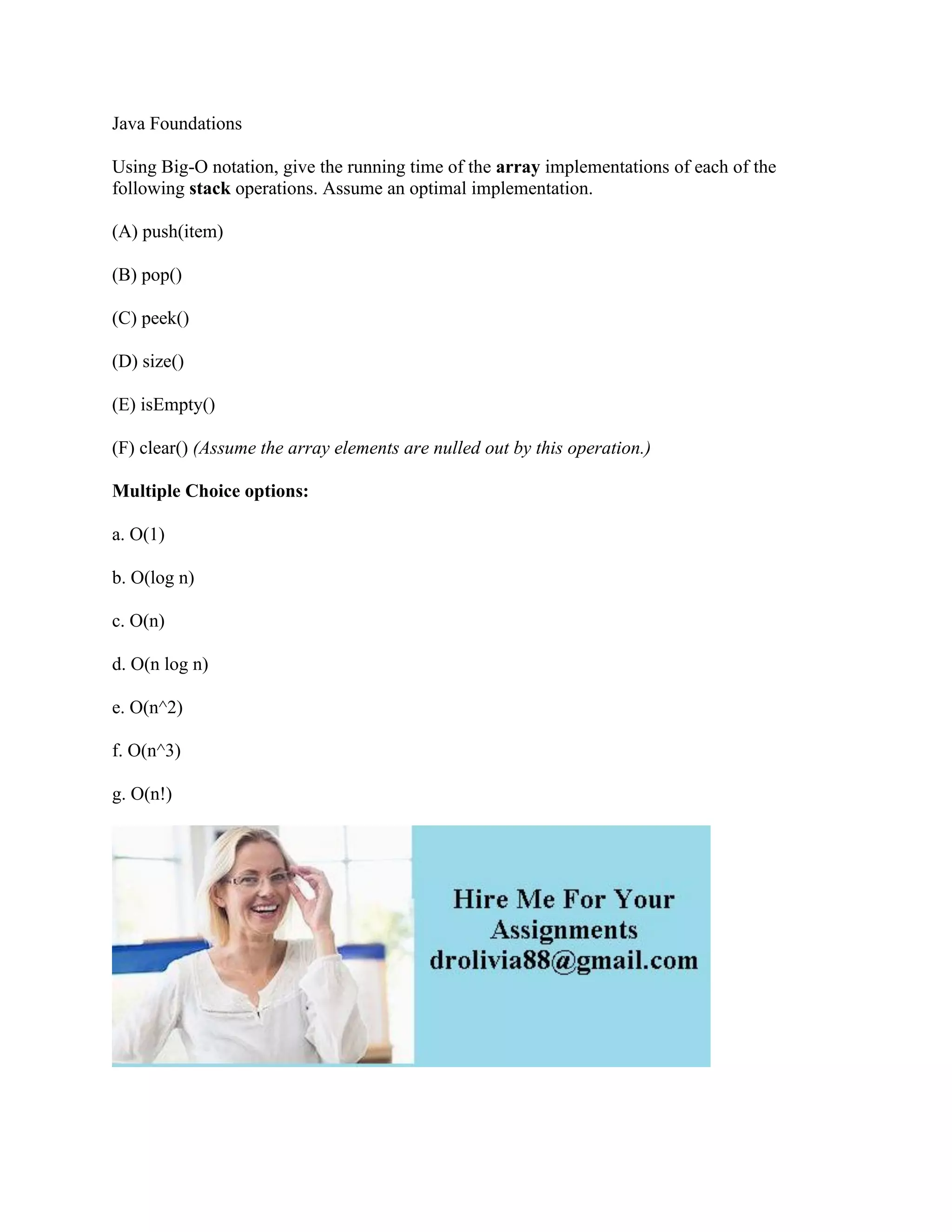 Java Foundations Using Big-O notation- give the running time of the ar.pdf