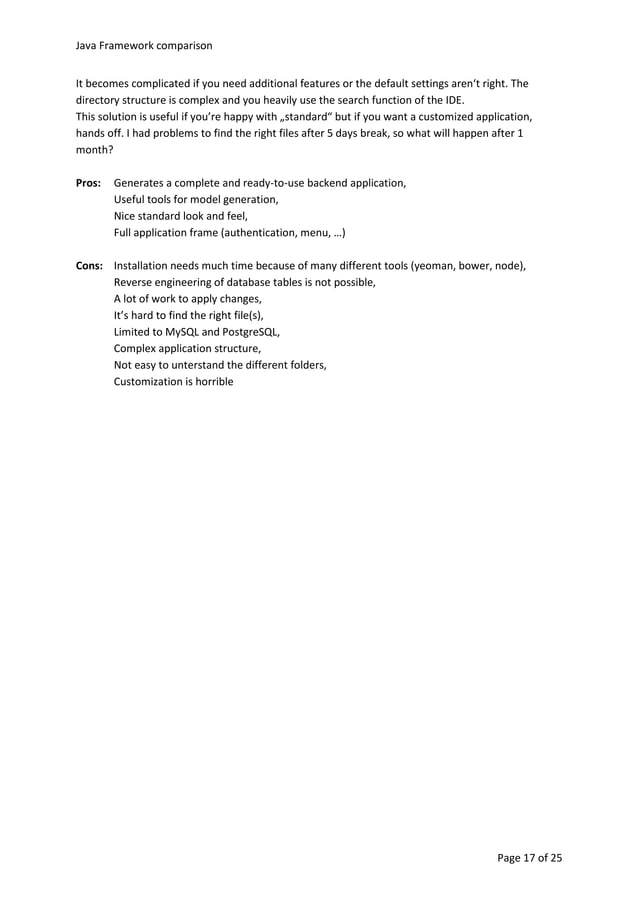 Java Framework Comparison Pdf