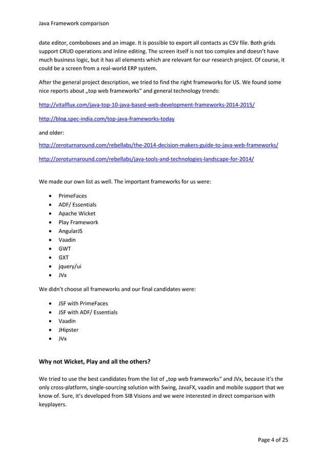 Java Framework comparison | PDF