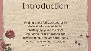 Java Full Stack course in hyderabad telangana | PPT