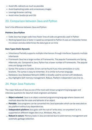 Java Full Stack Developer Interview Questions PDF By ScholarHat | PDF