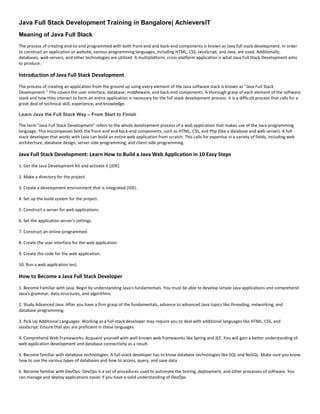 Java Full Stack Development content 1 (2023).docx | Web Development ...