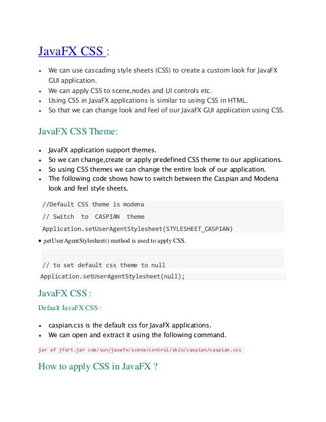 Javafx Css