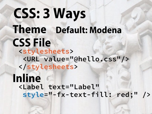 Fxml For Structure Css For Styling And Javafx As Standard Gui Library