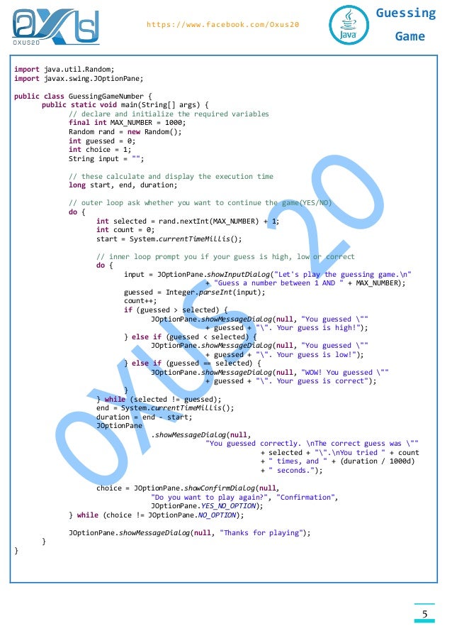 Guess The Number Game In Java