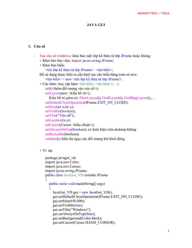 Lap trinh giao dien nguoi dung voi Java | PDF