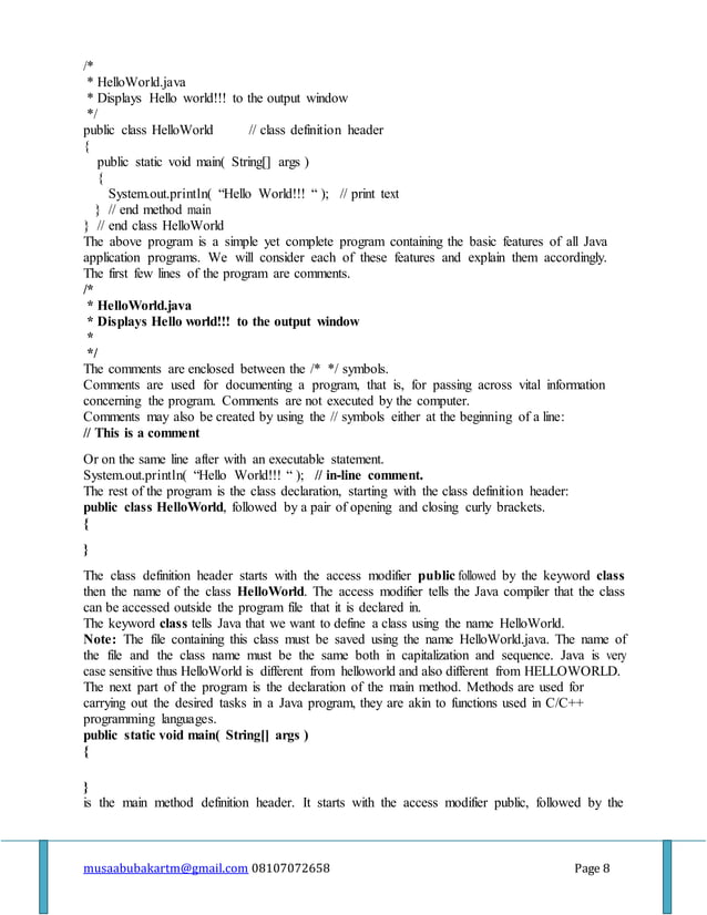 java handout.doc | Programming Languages | Computing