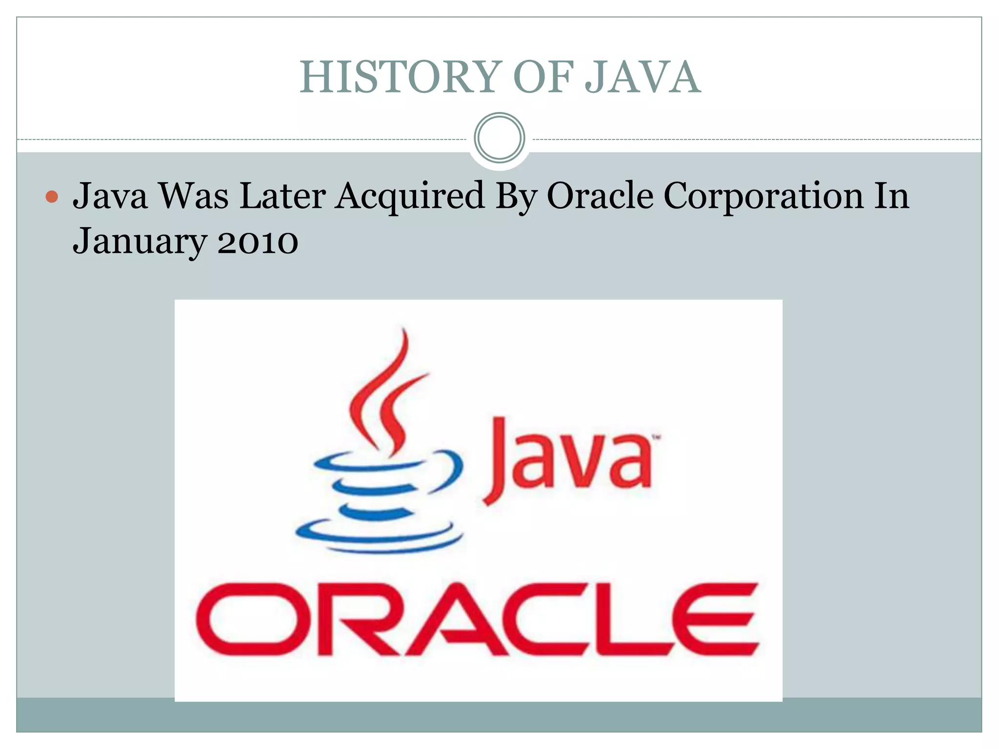 History Of JAVA | PPTX | Programming Languages | Computing