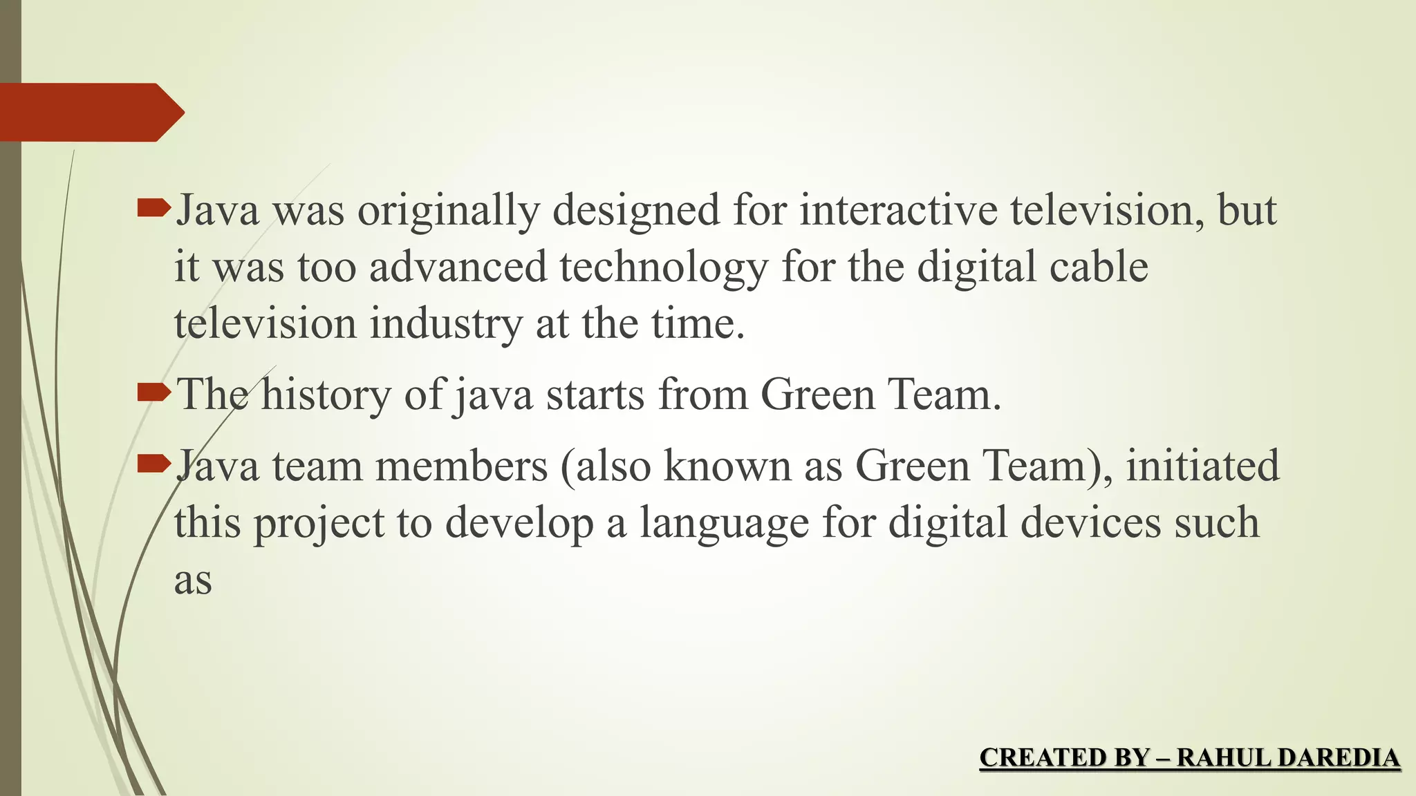 Java History or Backgoround. | PPT