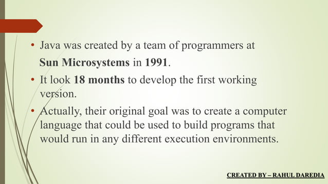 Java History or Backgoround. | PPTX | Programming Languages | Computing