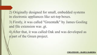 Java History or Backgoround. | PPTX | Programming Languages | Computing