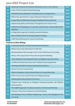 Java ieee projects archieves for CSE and IT students In coimbatore | PDF