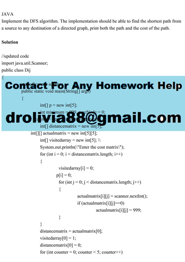 JAVAImplement the DFS algorithm. The implementation should be able.pdf