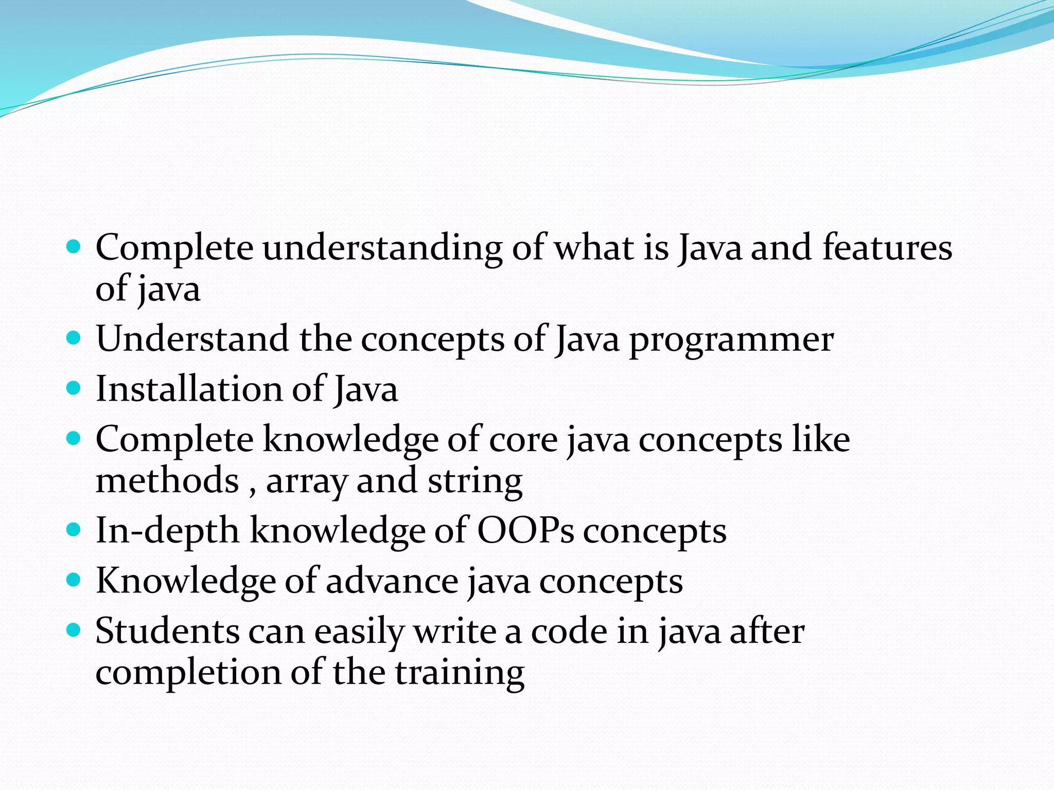 Java industrial internship training | PPT