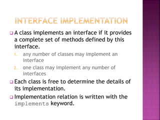 Java interface | PPTX | Programming Languages | Computing
