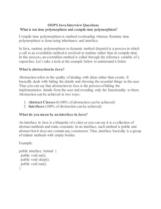 Java Interview Questions For Freshers | PDF