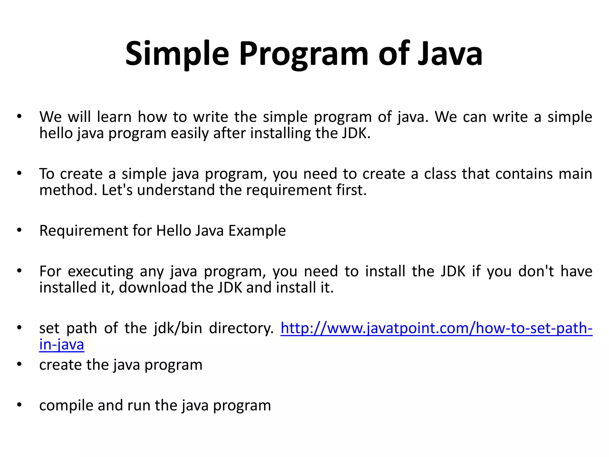 Java introduction | PPTX | Programming Languages | Computing