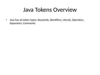 Java_Tokens_Detailed Explanation _Examples | PPTX