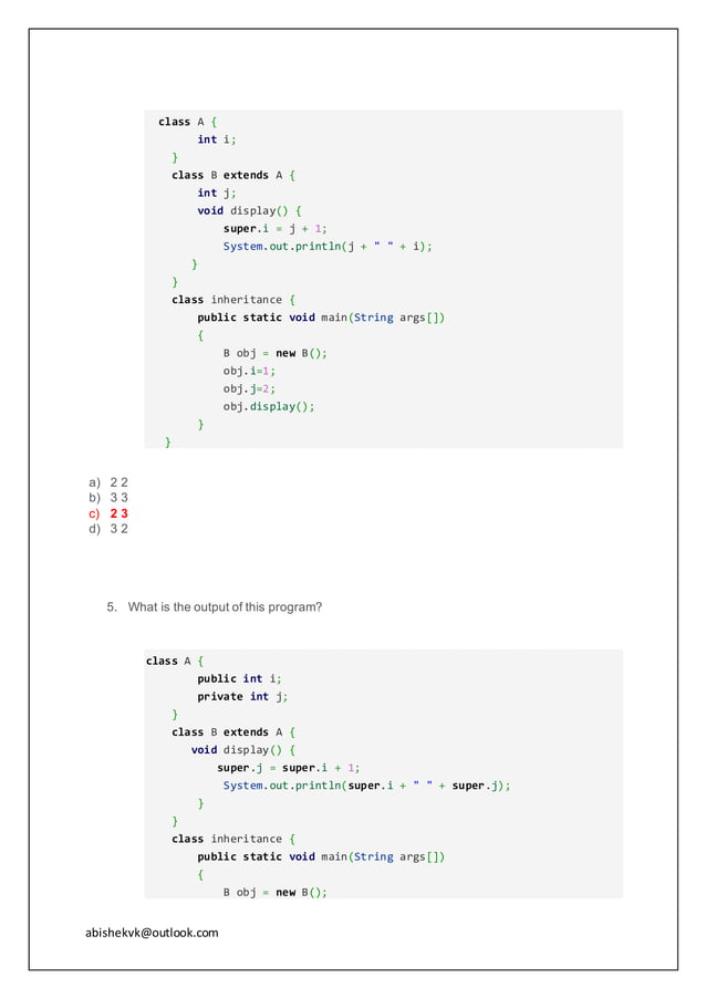 Multiple choice questions for Java io,files and inheritance | DOCX