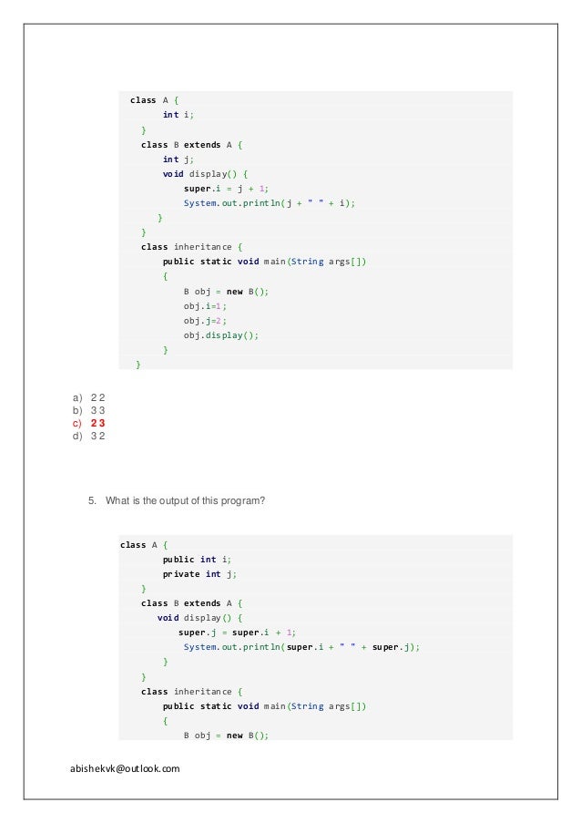 Multiple choice questions for Java io,files and inheritance