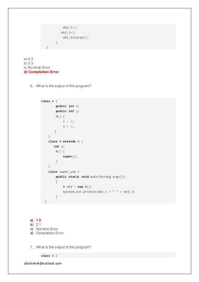 Multiple choice questions for Java io,files and inheritance