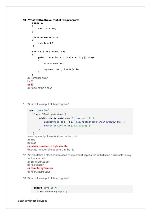 Multiple choice questions for Java io,files and inheritance Multiple choice questions for Java io,files and inheritance
