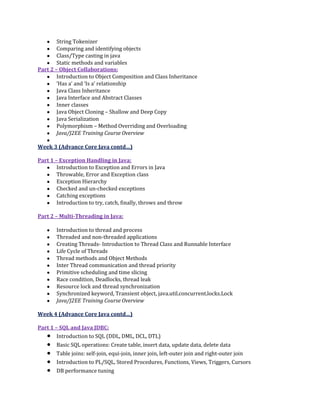 Java J2EE Complete Syllabus Checklist | DOCX