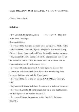 JAVAJ2EE DeveloperSummary · 7 years of versatile e.docx