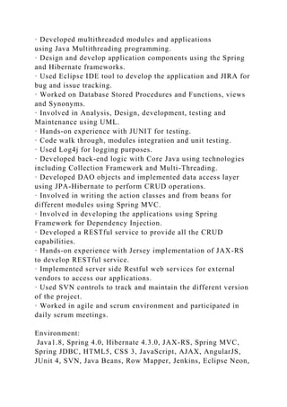 JAVAJ2EE DeveloperSummary · 7 years of versatile e.docx