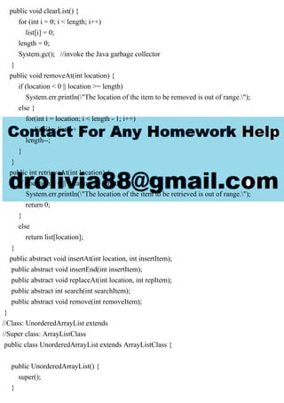 JAVALAB #8 - ARRAY BASED LISTSThe next exercise is based on this.pdf