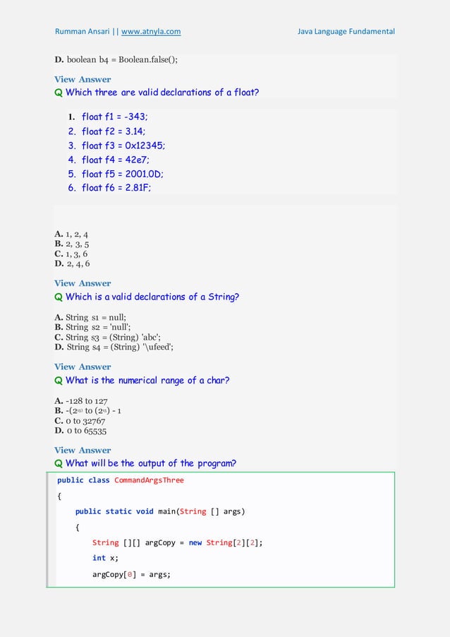Java Questions and Answers | DOCX