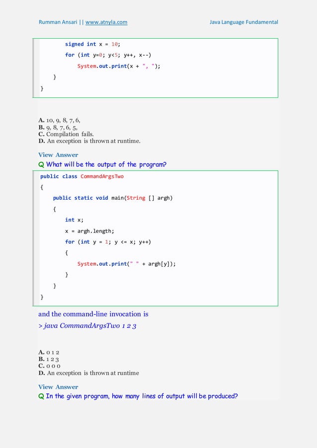 Java Questions and Answers | DOCX