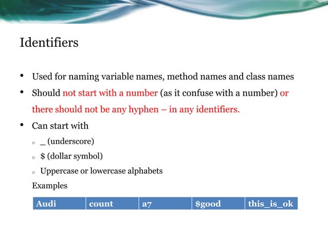 Java – lexical issues | PPTX