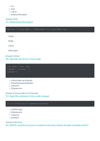 Java MCQ Questions and Answers PDF By ScholarHat | PDF